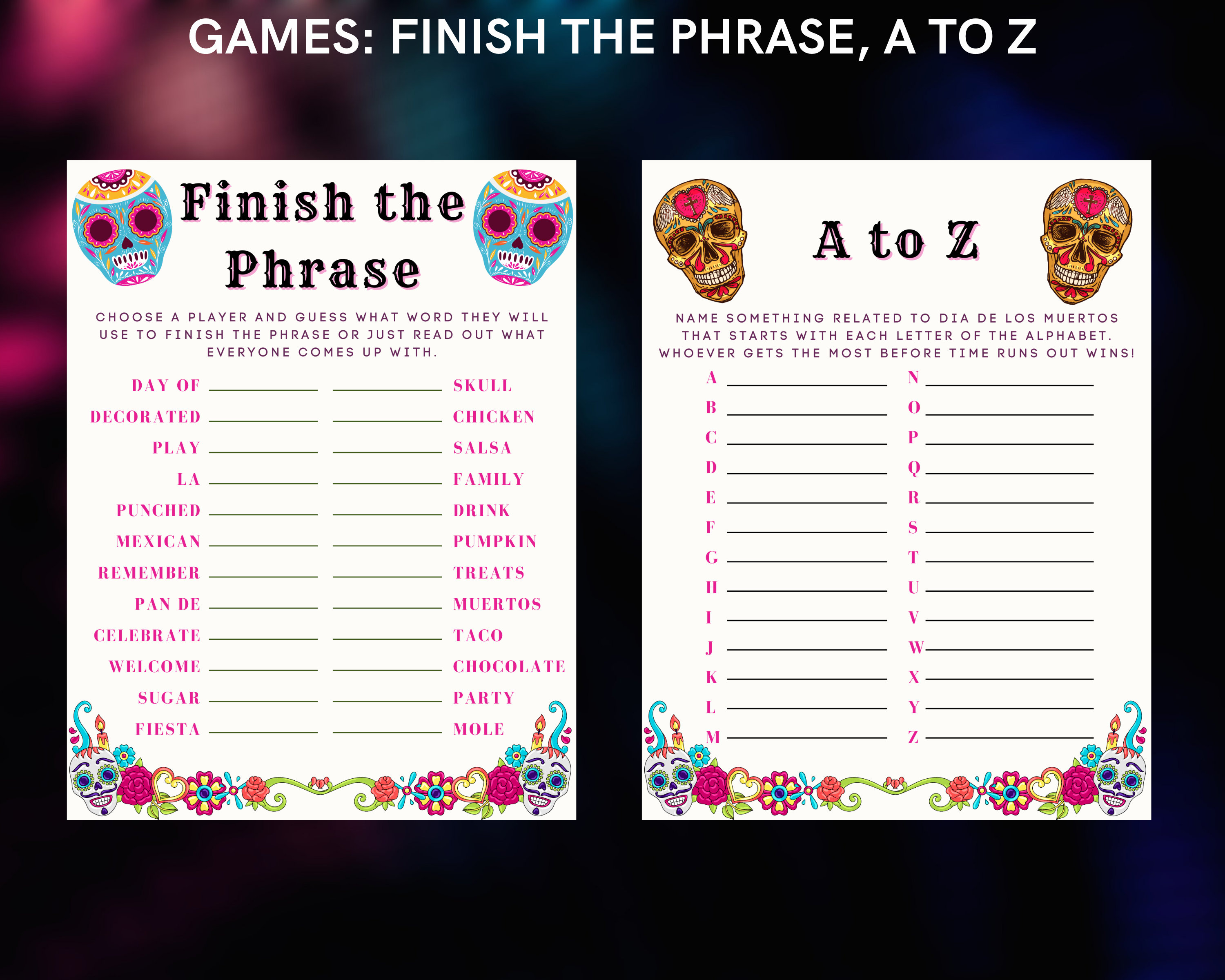 Day of the Dead/ Dia De Los Muertos Games Bundle for a Fun - Etsy