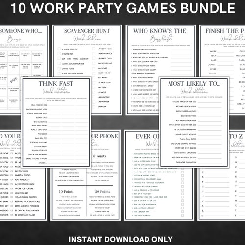 Office Party Games Printable Work Party Games Team Building - Etsy