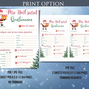 Secret Santa/ Père Noël Questionnaire (french Version) for Work or ...