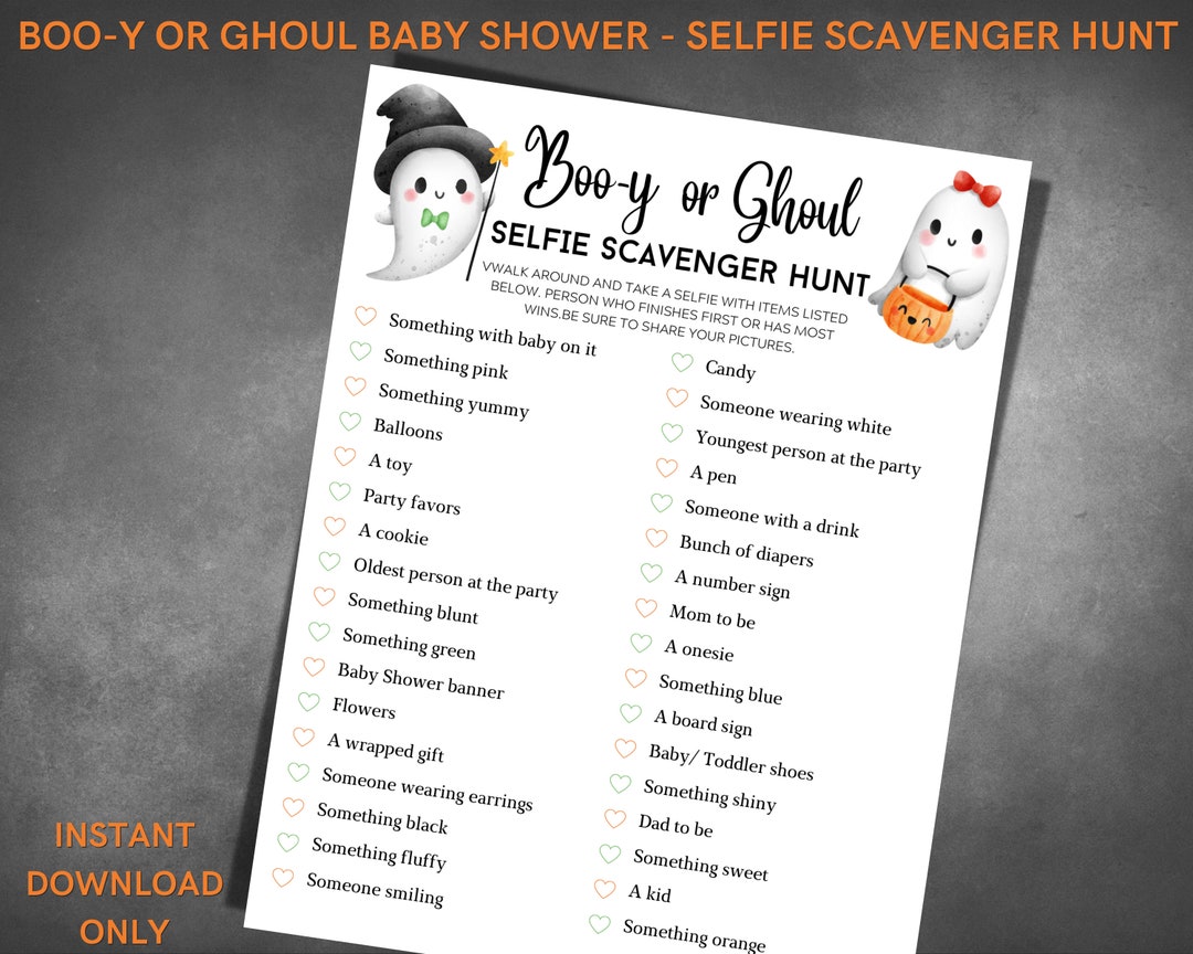 Fall/ Halloween Gender Reveal Party Selfie Scavenger Hunt Game for Baby ...