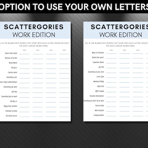 Scattergories Work Edition: Office Party Game (instant Download) - Etsy