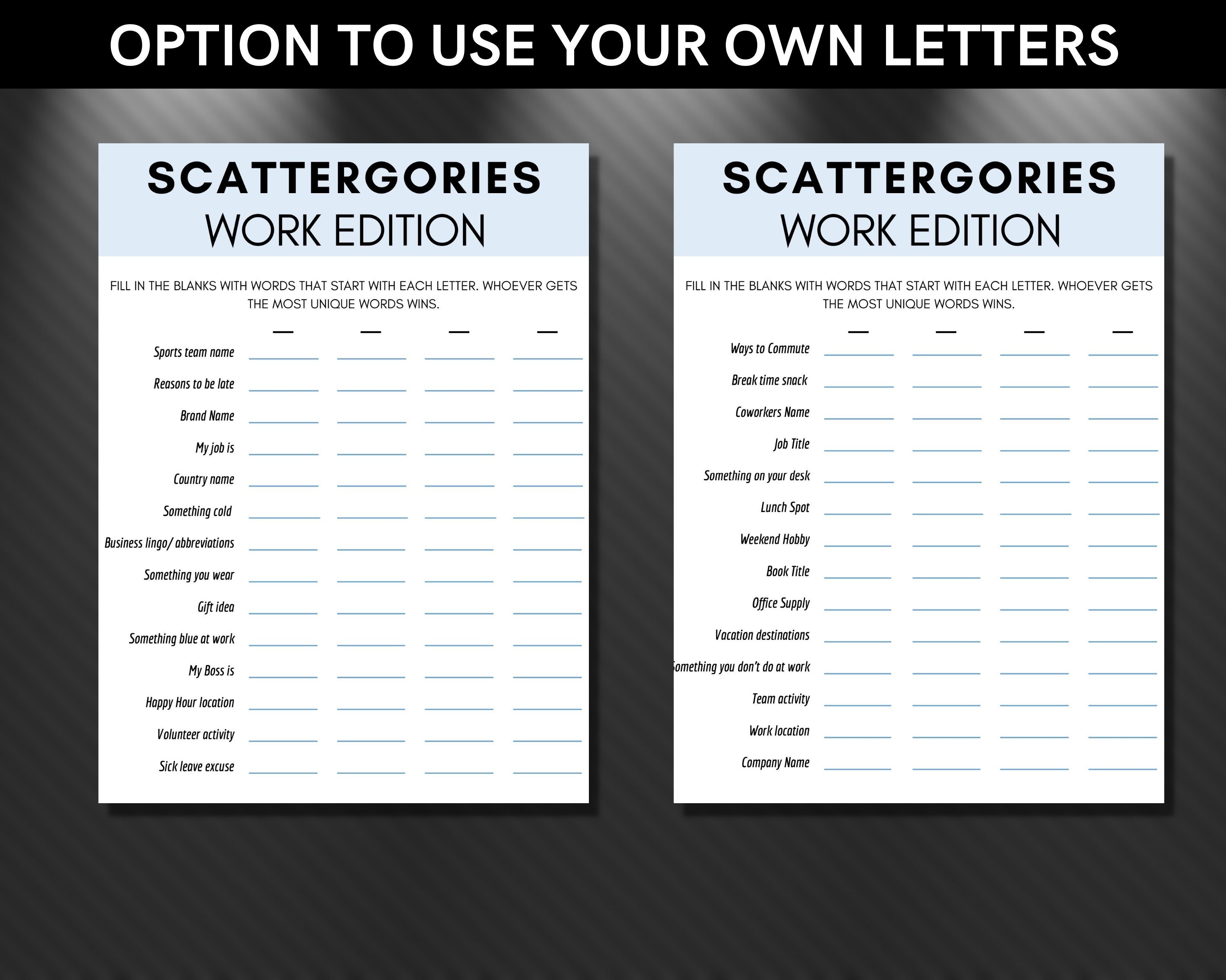 Scattergories Game for Office/ Work Party Fun Team Building - Etsy Canada