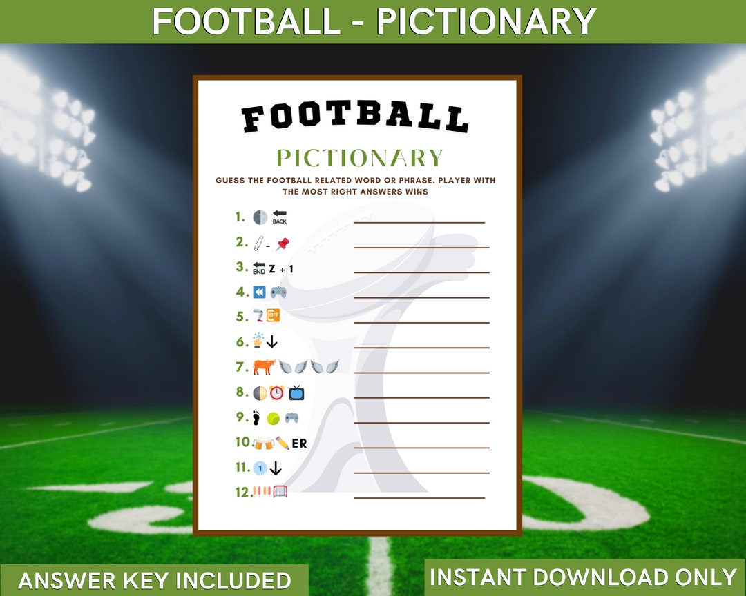 Football Emoji Pictionary Game for American Football Fun Activity ...
