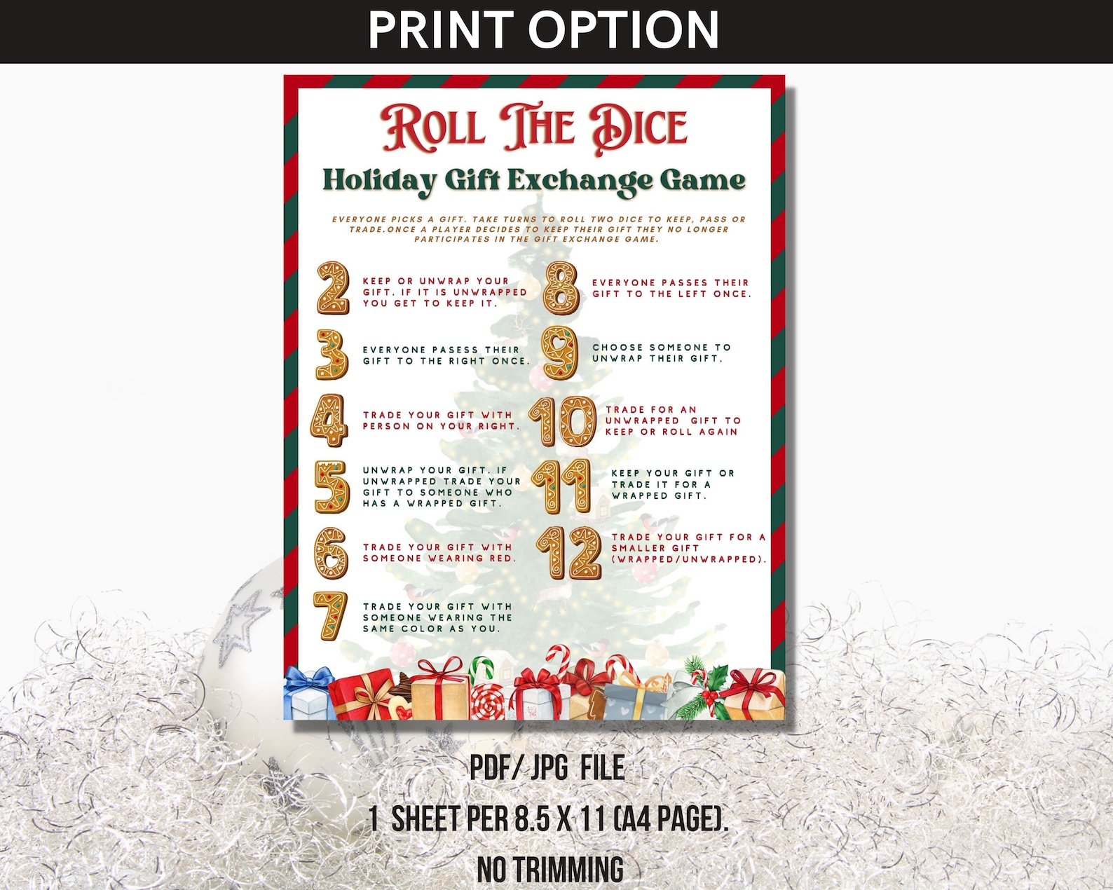 Holiday Roll the Dice Gift Exchange Game Christmas Activity - Etsy