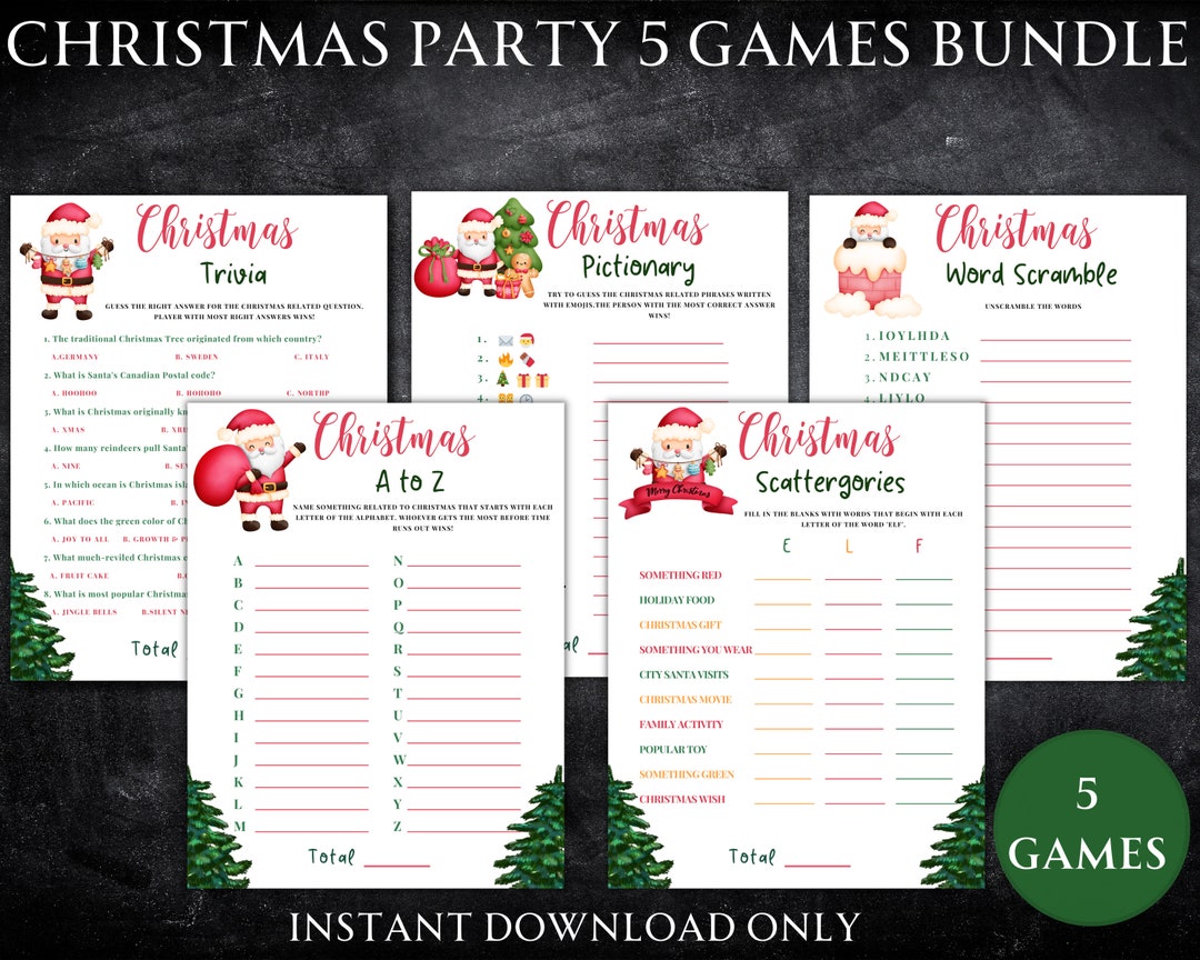 Christmas Party Games Bundle for Kids Holiday Fun Use for Classroom ...