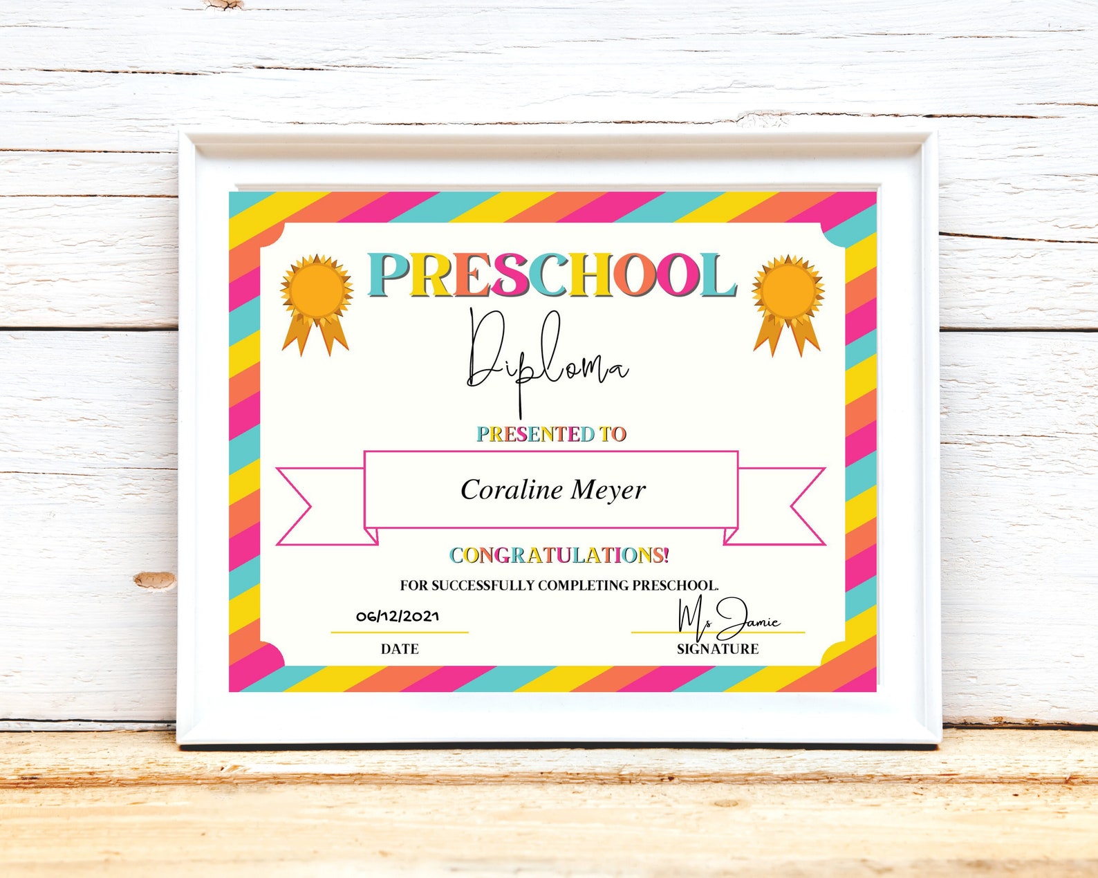 Rainbow Preschool Diploma/ Certificate Printable End of - Etsy