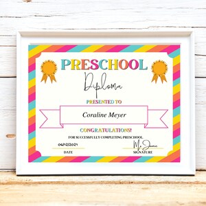 Rainbow Preschool Diploma/ Certificate Printable End of - Etsy