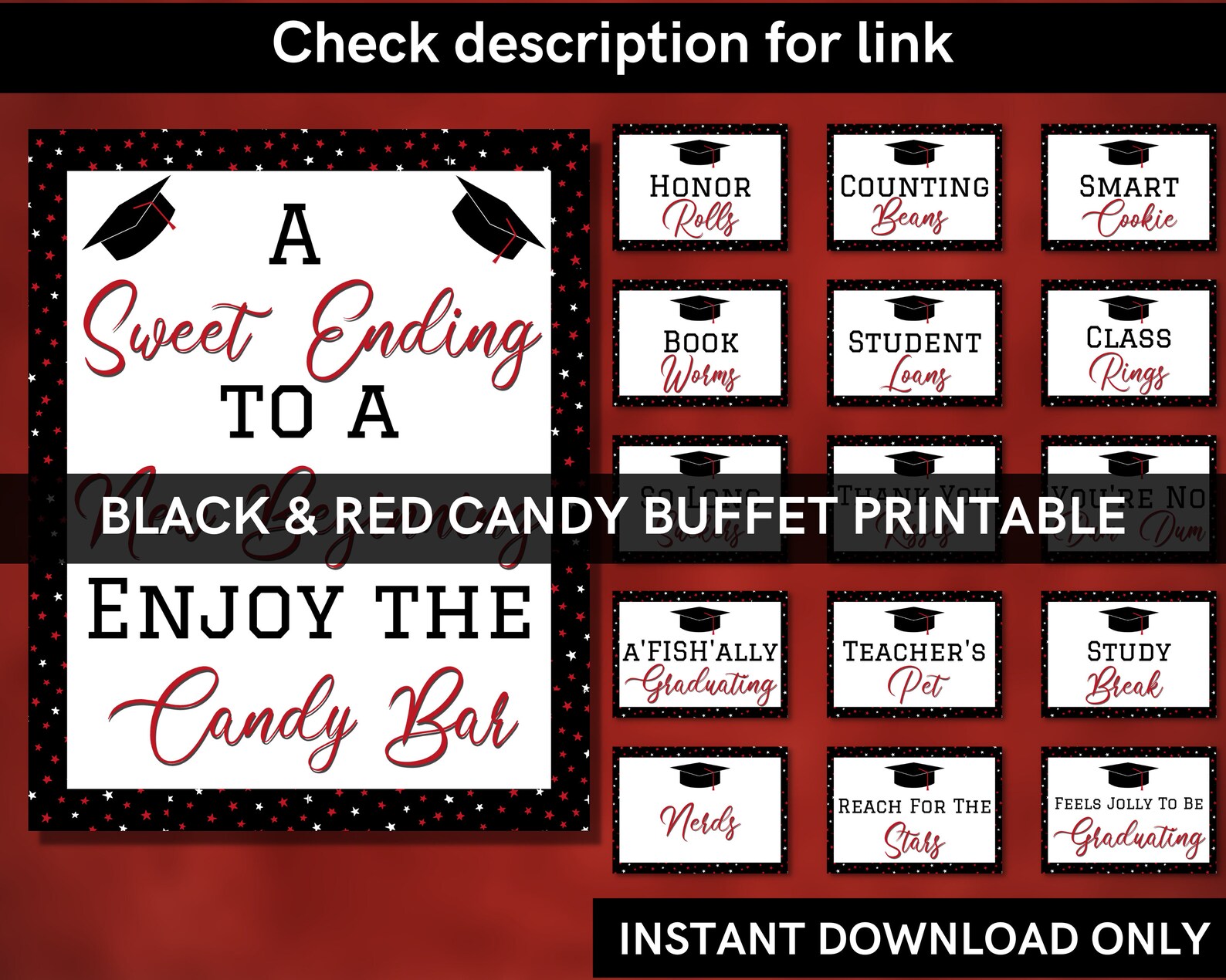 Graduation candy buffet signs printable Grad party decoration | Etsy