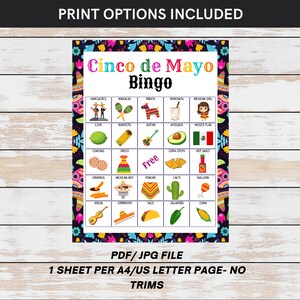Cinco De Mayo Bingo Cards for a Fun Activity With Kids, Family or ...