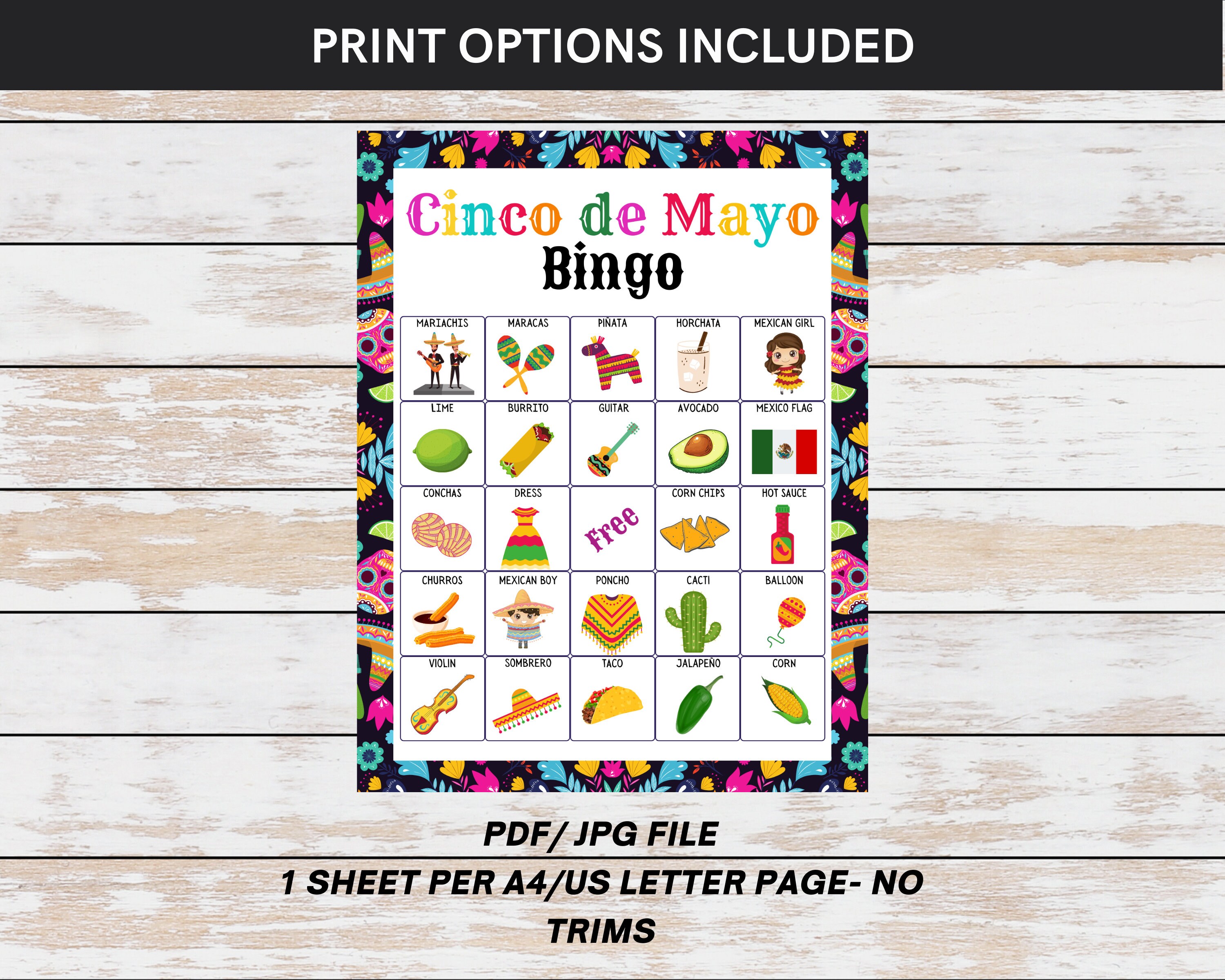 Cinco De Mayo Bingo Cards for a Fun Activity With Kids Family - Etsy