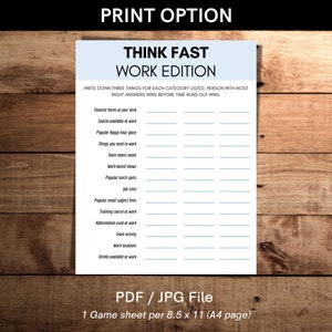 Think Fast Game for Work/ Office Team/ Retirement Party | Etsy