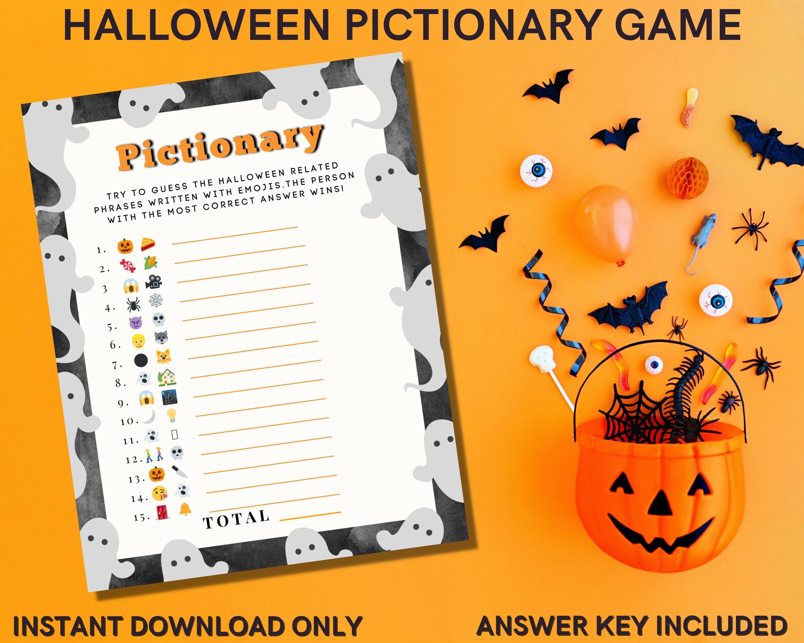 Halloween Pictionary Game for Kids Teen or Adults Guess - Etsy