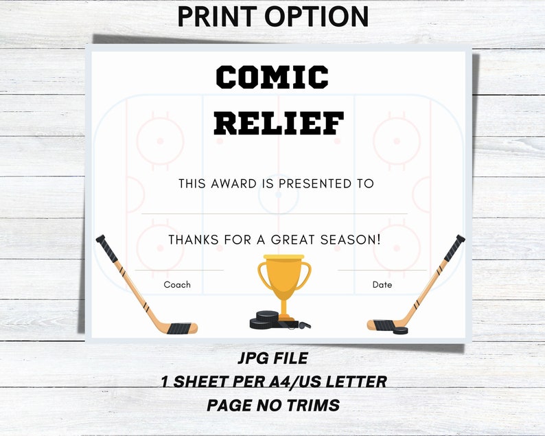 Hockey Awards Printable: Kids Team Party Certificates (instant Download ...