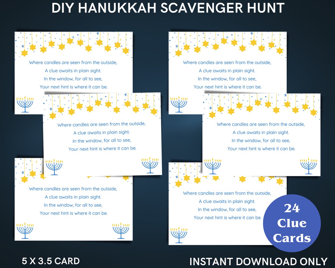 Hanukkah or Chanukah Scavenger/ Treasure Hunt Clue Game for Fun Kids ...