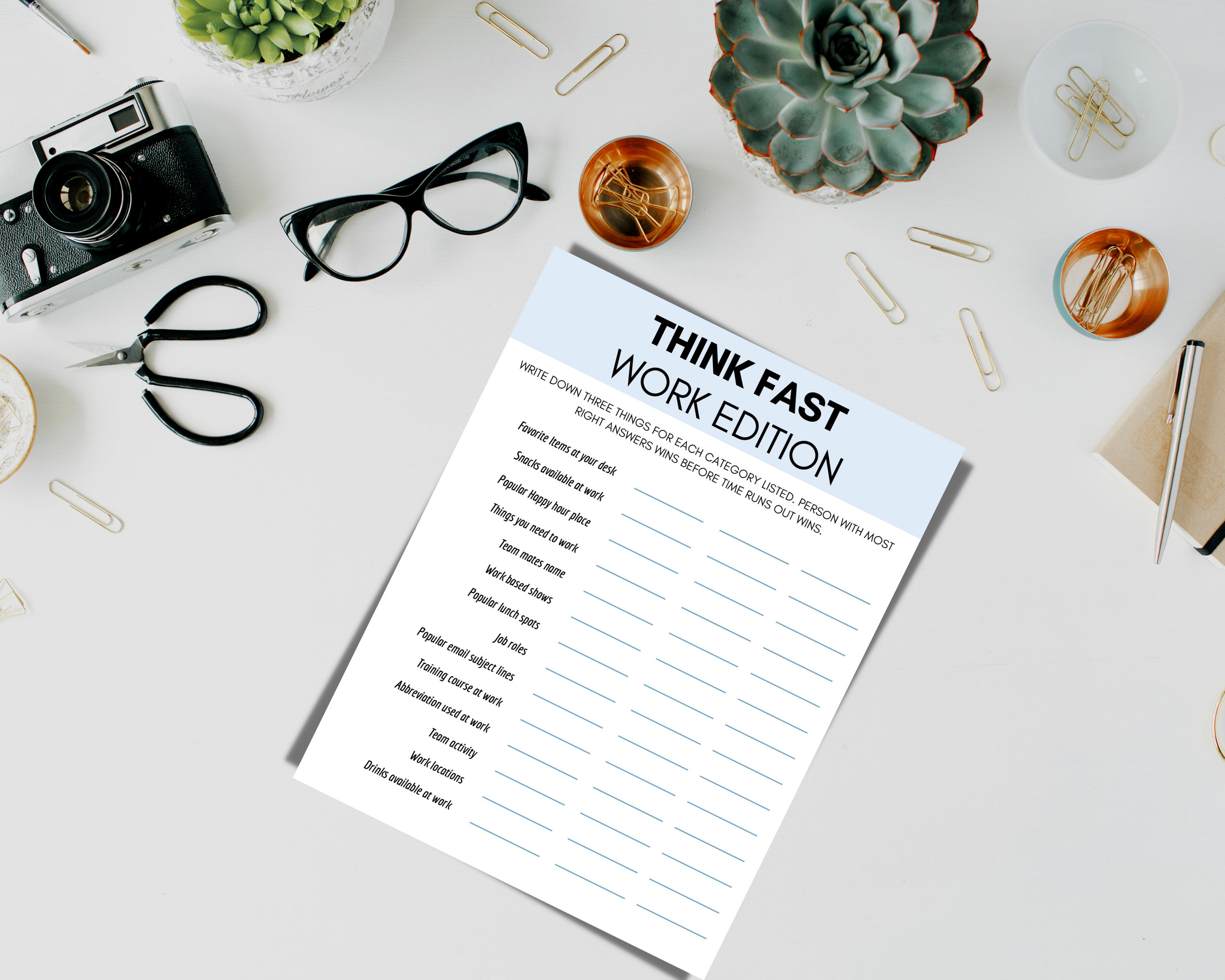 Think Fast Game for Work/ Office Team/ Retirement Party - Etsy