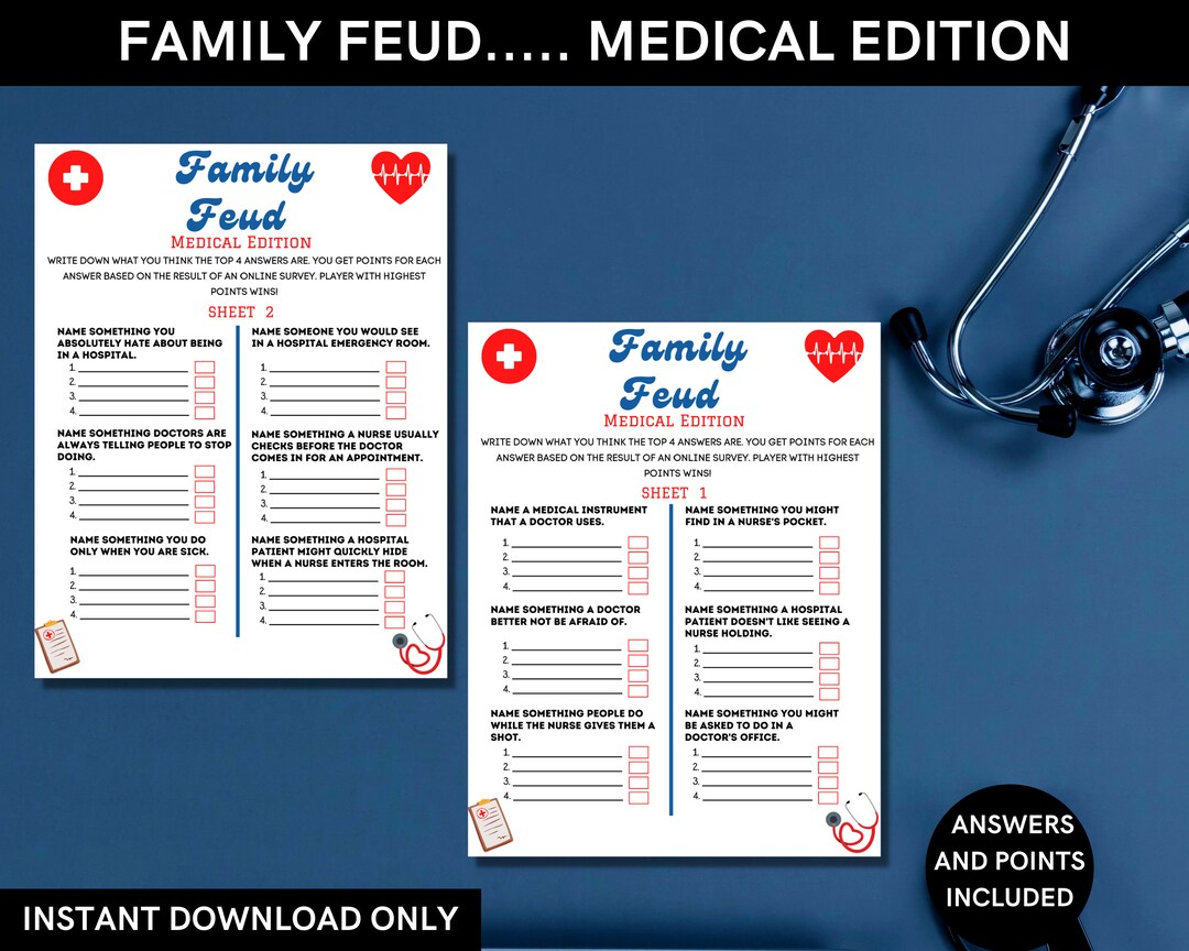 Family Feud Game for Nurse/ Doctor Graduation or Retirement Party ...