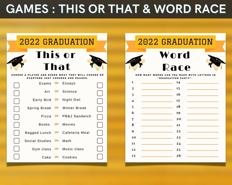 Graduation Games Printable for Fun Party Activity to Celebrate - Etsy