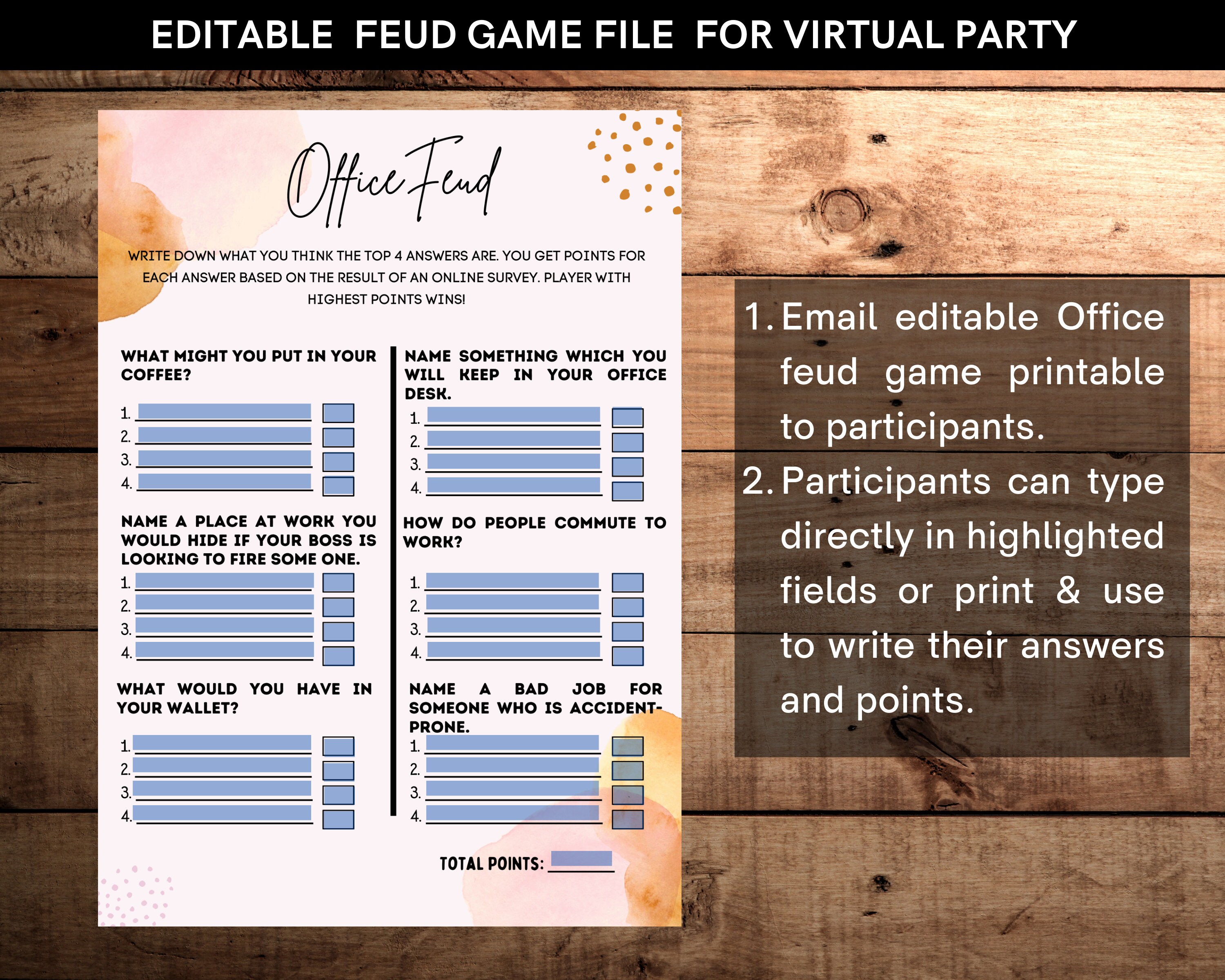 Office Feud Game for Fun Work Team or Retirement Party - Etsy