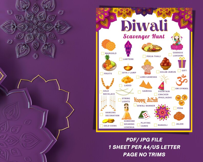 Diwali Kids Scavenger Hunt Game for a Fun Desi Indian Holiday - Etsy