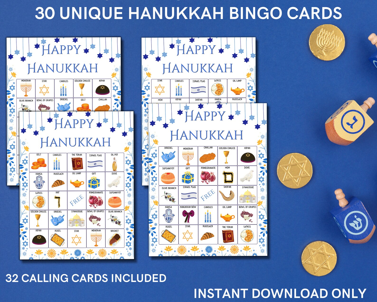 Hanukkah/ Chanukah Bingo Game for a Fun Activity With Kids - Etsy