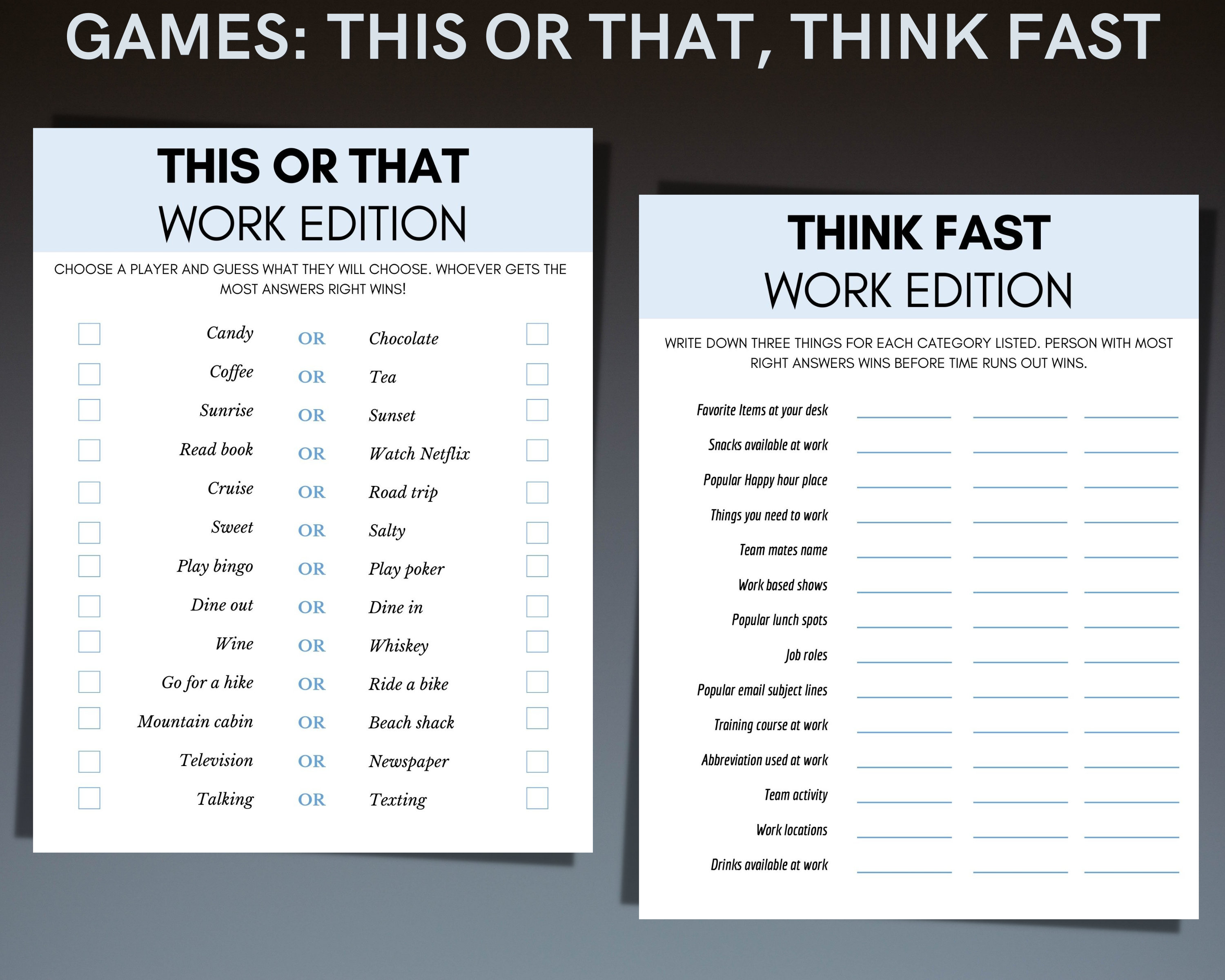Games for Work/ Office Team/ Retirement Party Activity Play - Etsy