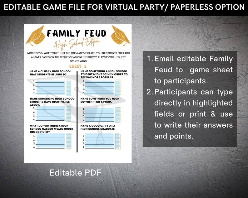 Family Feud Game for High School Graduation or Promotion Party - Etsy