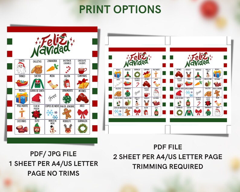 Feliz Navidad Bingo Game – Spanish Christmas Activity (instant Download ...