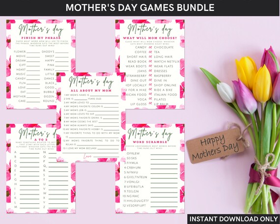 Mother's Day Games Printable Bundle for Fun Activity With - Etsy