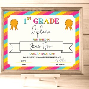 Rainbow 1st Grade Diploma/ Certificate Printable - End of Year ...