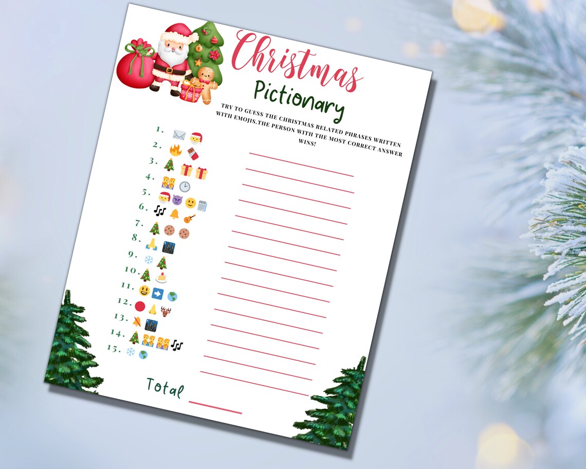 Kids Christmas Pictionary Game Printable Use for Holiday Fun | Etsy