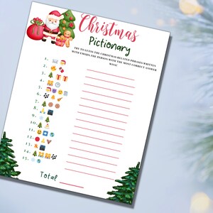Kids Christmas Pictionary Game Printable Use for Holiday Fun at Home ...