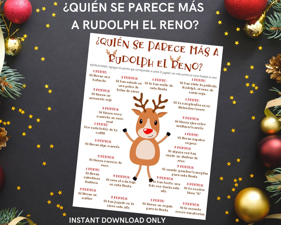 Spanish Who is Most Like Rudolph the Reindeer Game for Kids & Adults ...