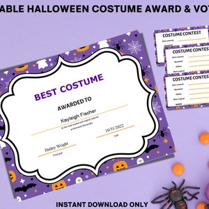 Halloween Costume Contest Award & Voting Card for Party at Home, Work ...