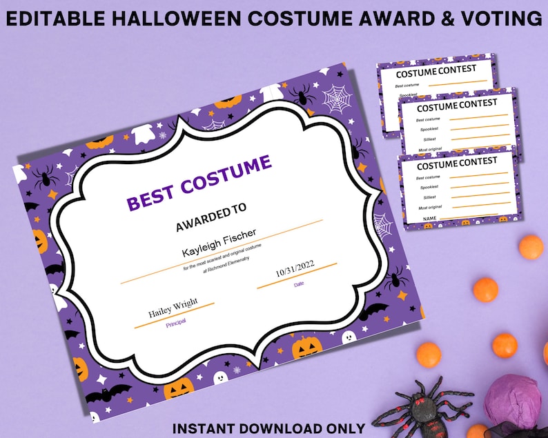 Halloween Costume Contest Award & Voting Card for Party at - Etsy