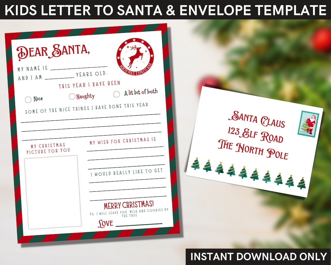 Kids Letter to Santa Printable for Fun Christmas Activity - Etsy Canada