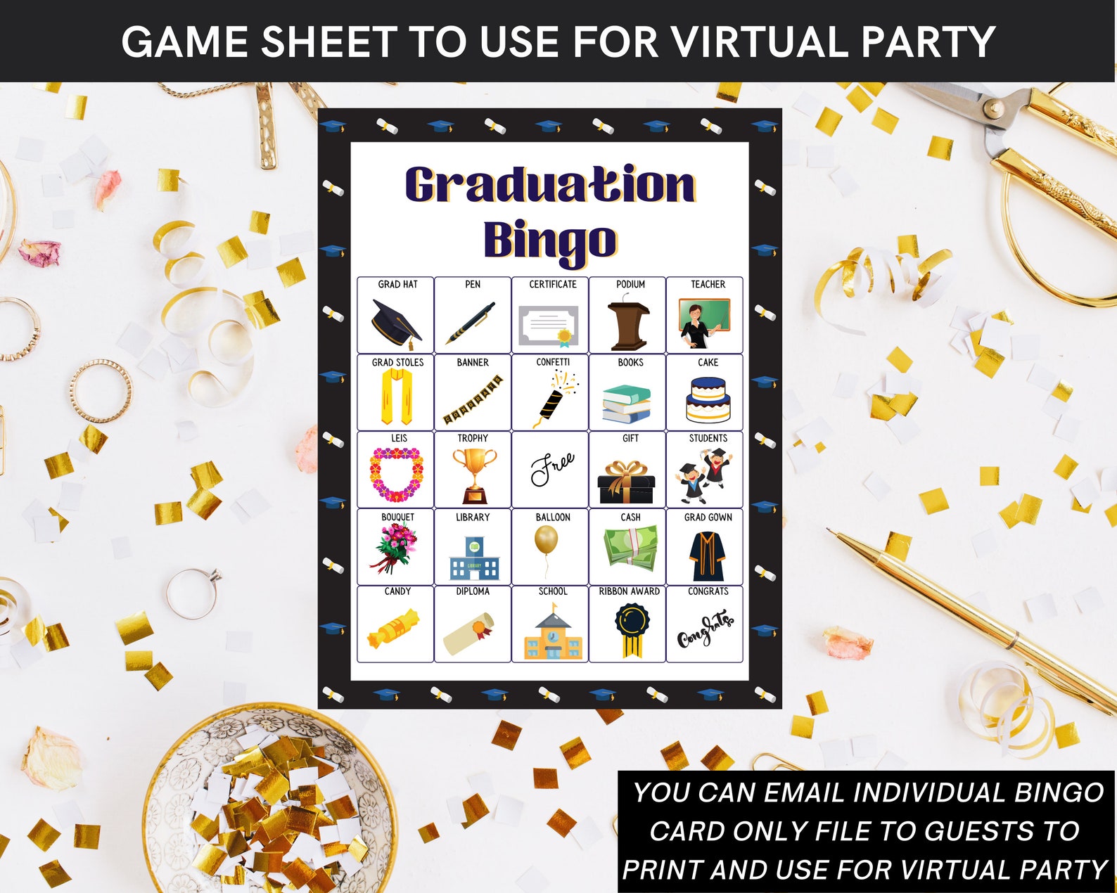 Graduation Party Bingo Game Sheets for Fun Activity With | Etsy