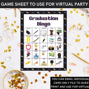 Graduation Party Bingo Game Sheets for Fun Activity With Family and ...