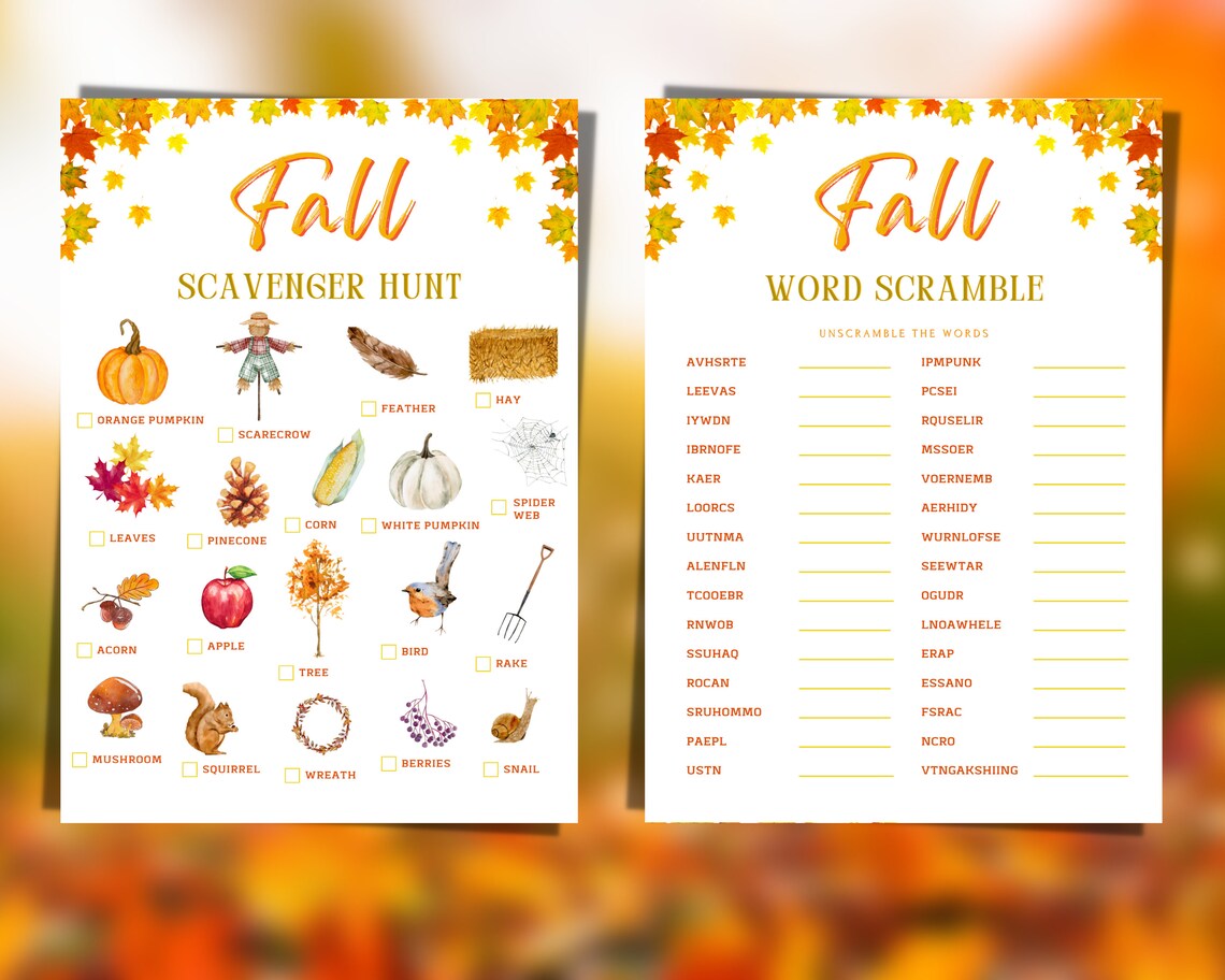 Fall/ Autumn Games Bundle for Kids Teens & Adults 8 Fun - Etsy