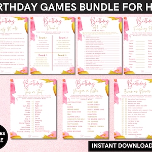 Adult Birthday Party Game Printable- 7 Fun Games for Her - Girl ...