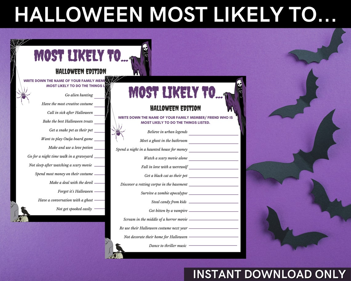 Halloween Most Likely to Game Printable for Fun Family and - Etsy