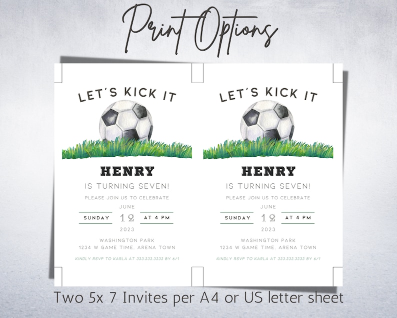 Editable Soccer or Football Kids Birthday/ Team Party Invite - Etsy