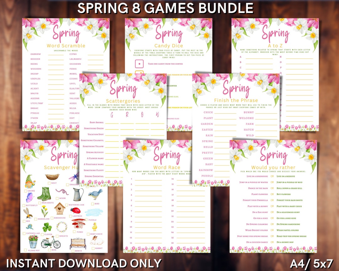 Spring Games Bundle for Kids, Teens & Adults - 8 Fun Games to Play With ...
