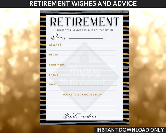 Retirement Wishes and Advice Sheet Use for Teacher Boss | Etsy
