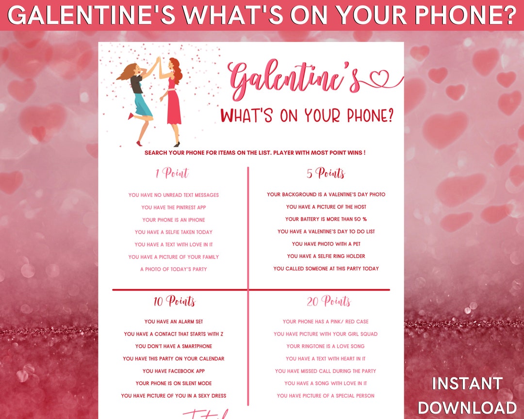 Galentine's What's on Your Phone Game for Valentine's Day Fun With ...
