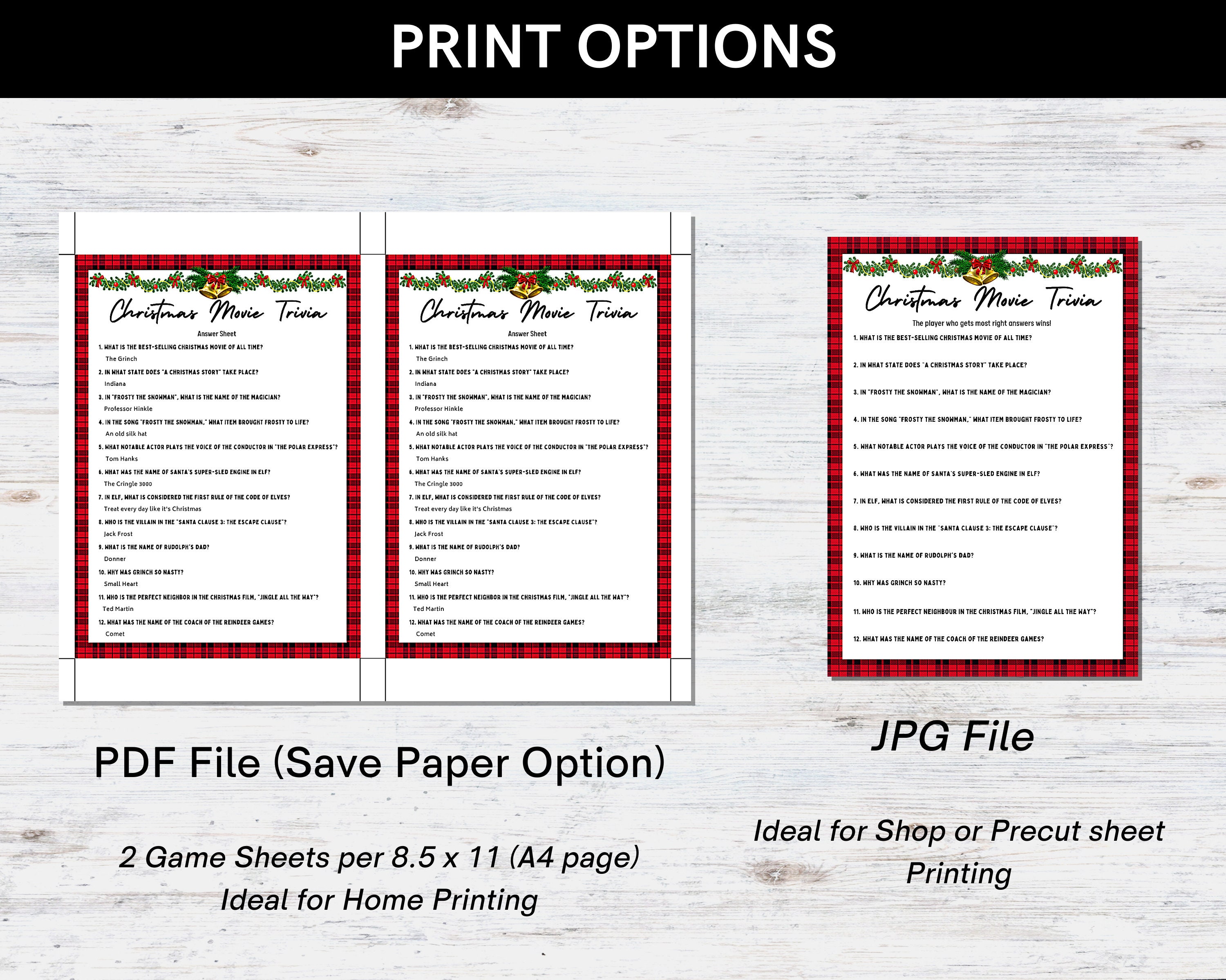 Christmas Movie Trivia Game for Holiday Party With Family and - Etsy