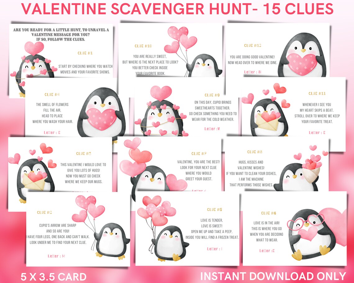 Valentine Kid's Scavenger Hunt Game for a Fun Activity at - Etsy