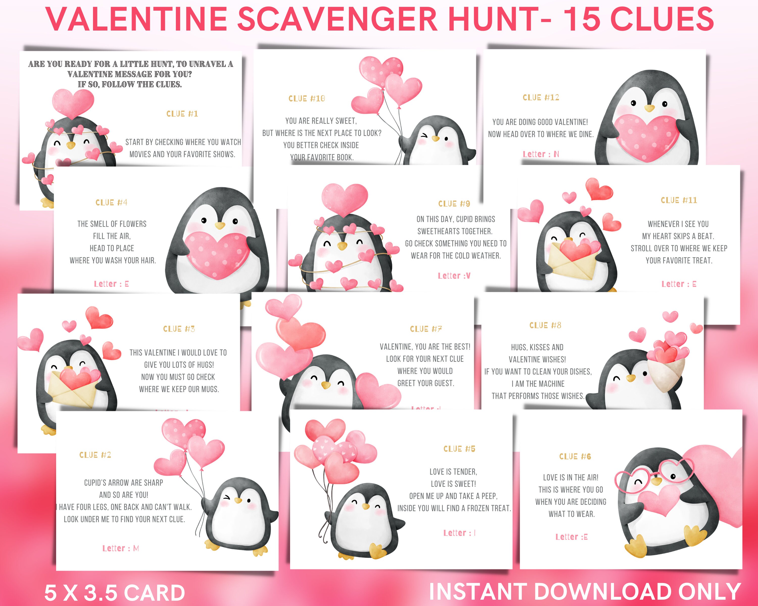Valentine Kid's Scavenger Hunt Game for a Fun Activity at - Etsy