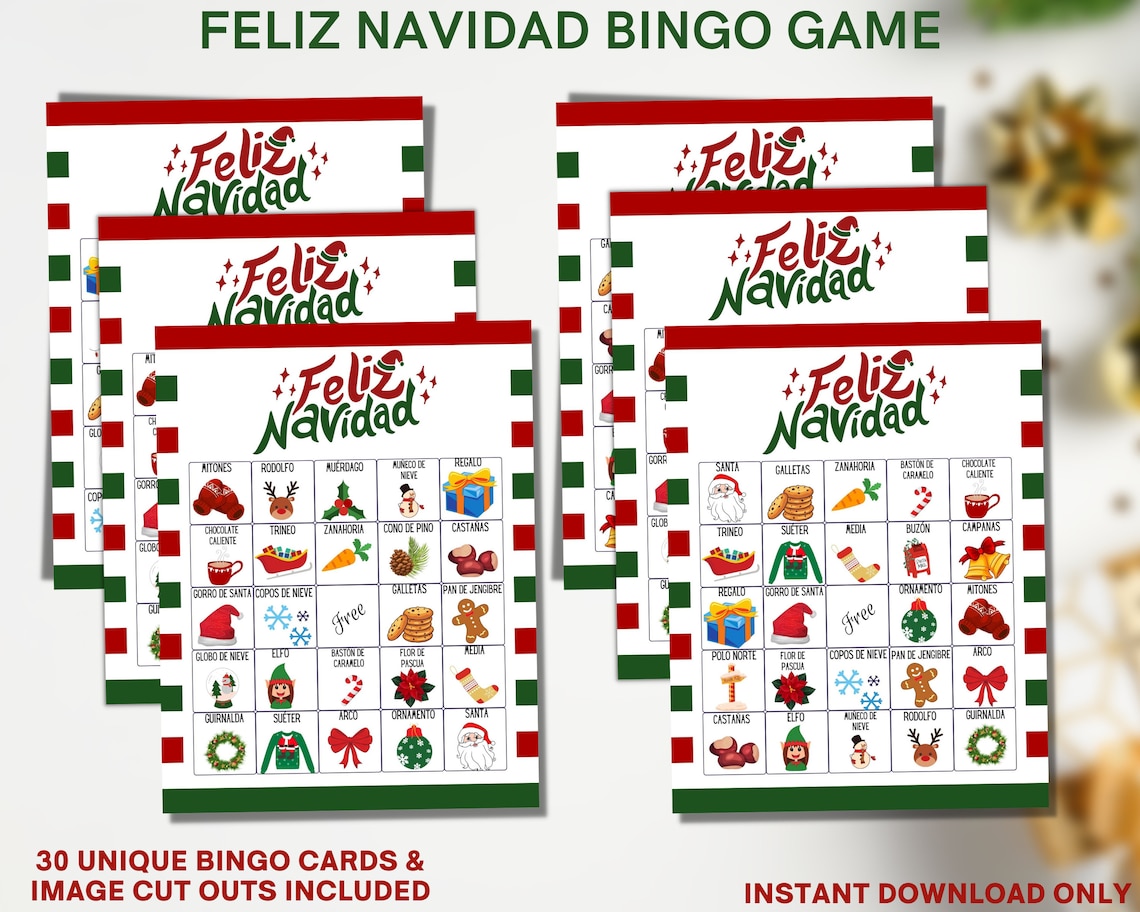 Feliz Navidad Bingo Game for Fun Holiday Activity With Family - Etsy