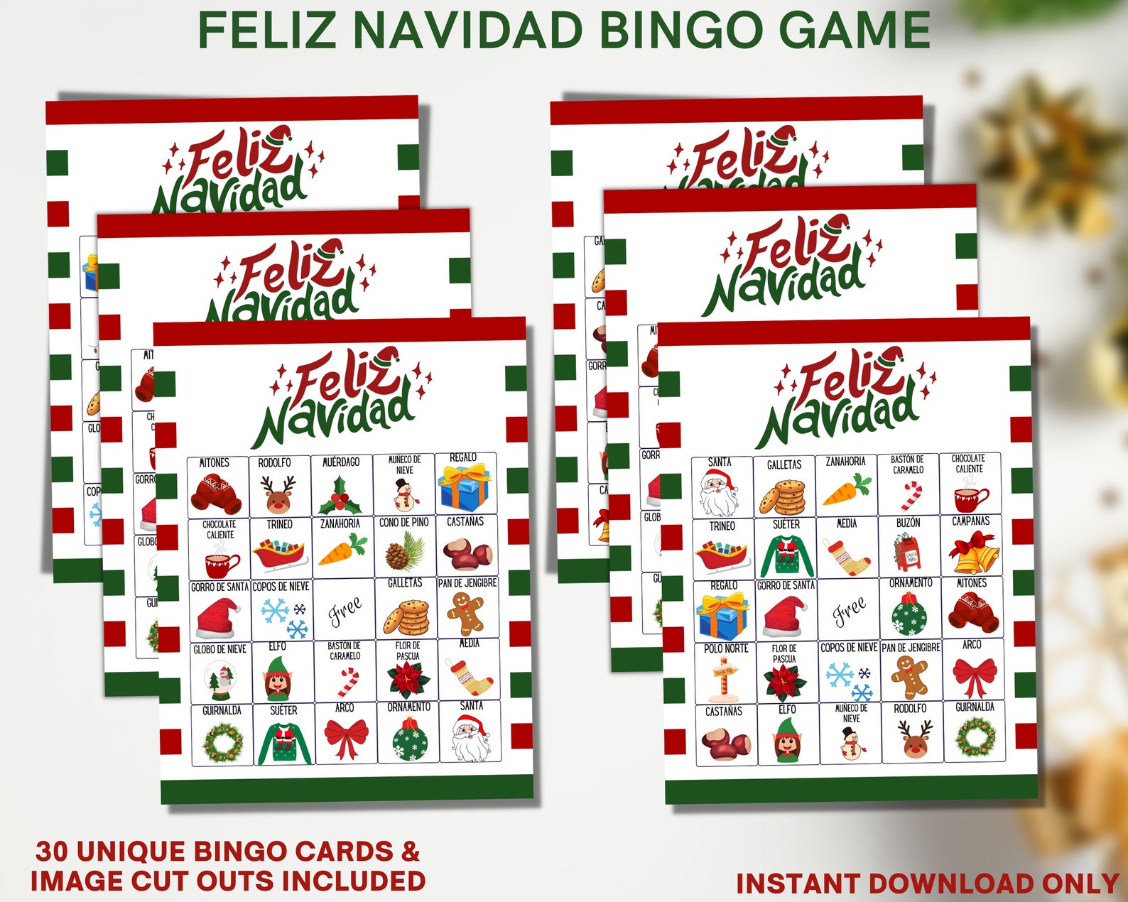 Feliz Navidad Bingo Game for Fun Holiday Activity With Family - Etsy