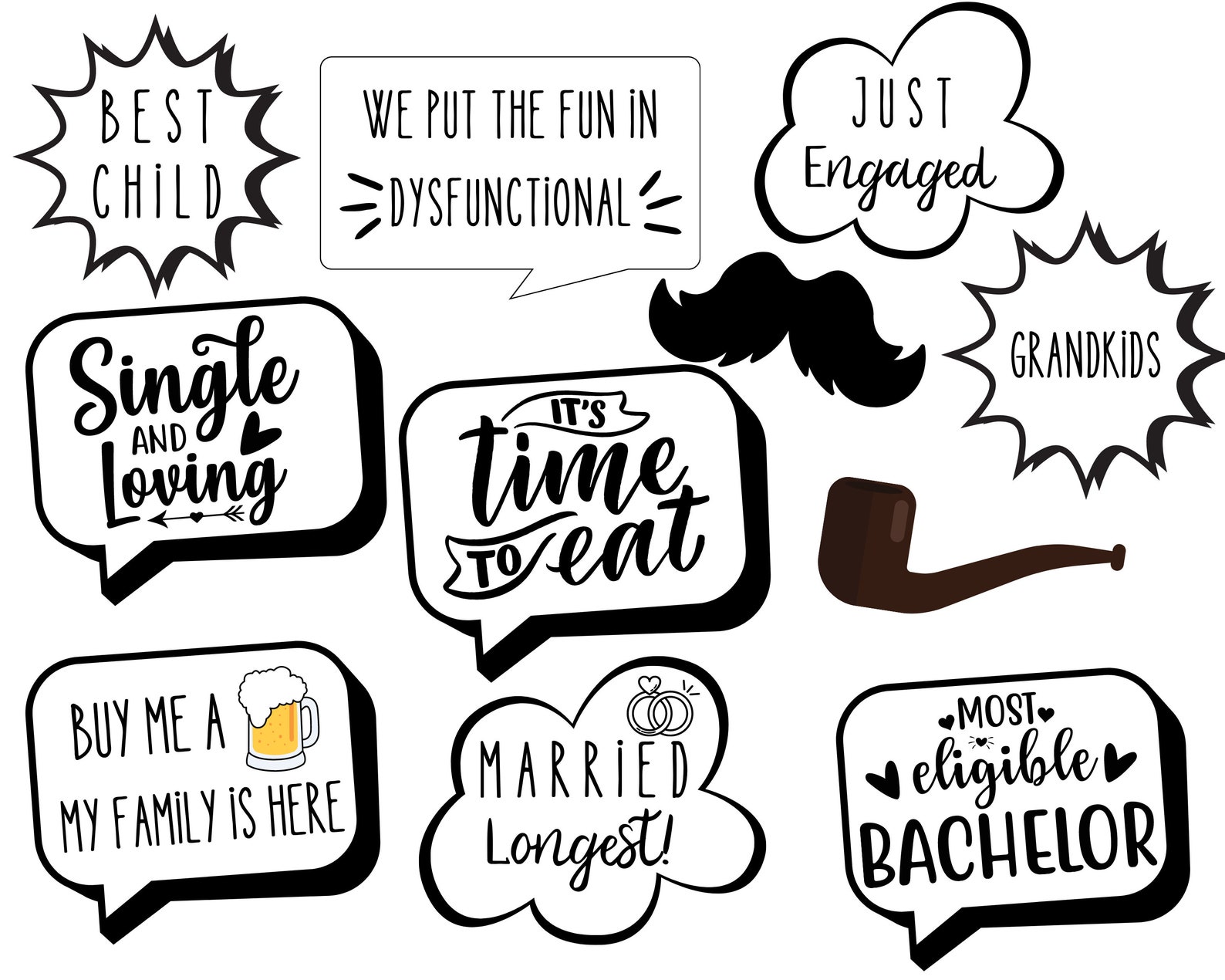 Family Reunion Party Photo Booth Props Printable for Fun - Etsy